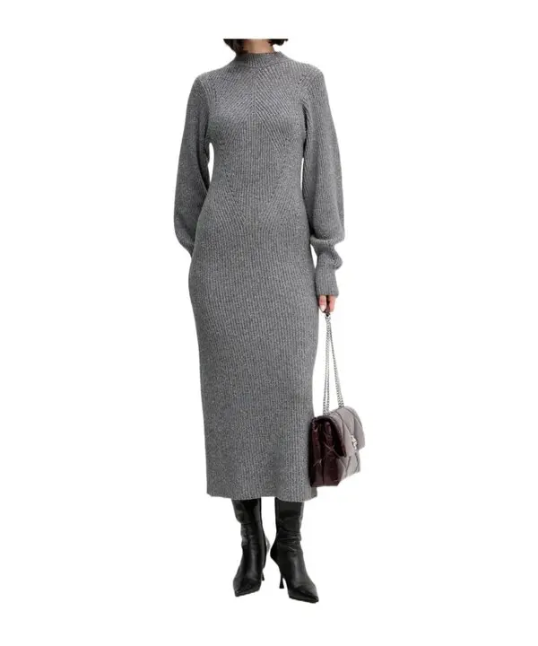 TWINSET Long-sleeved Ribbed Knit Dress With Turtleneck