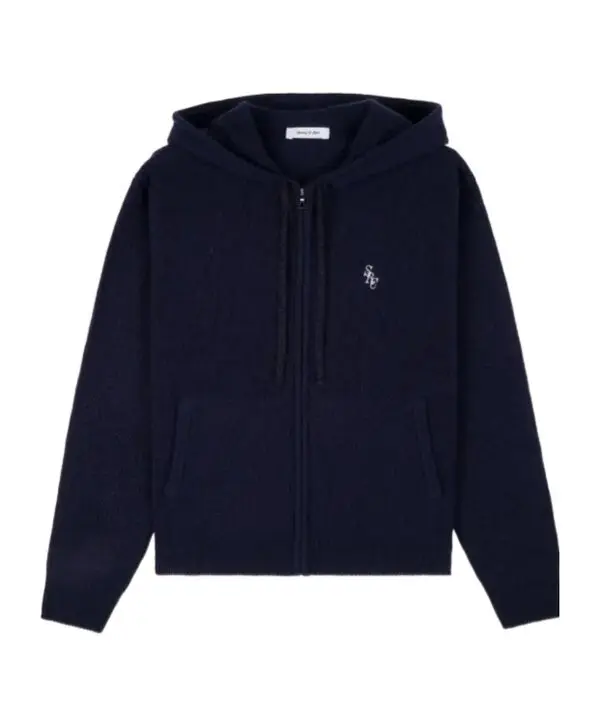 SPORTY  RICH Sporty & Rich Zip Hoodie With Embroidered Detail