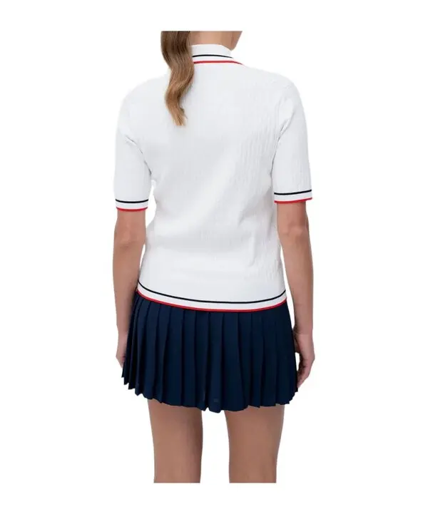 SPORTY  RICH Cable-knit Polo Top