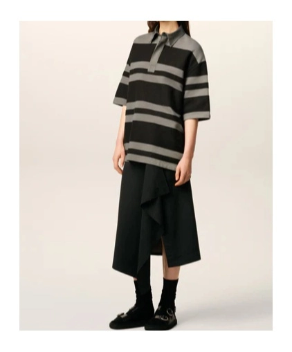 AMI Paris De Coeur Striped Cotton Polo Shirt