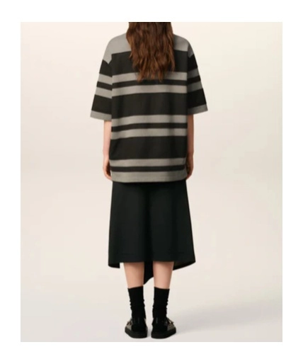 AMI Paris De Coeur Striped Cotton Polo Shirt