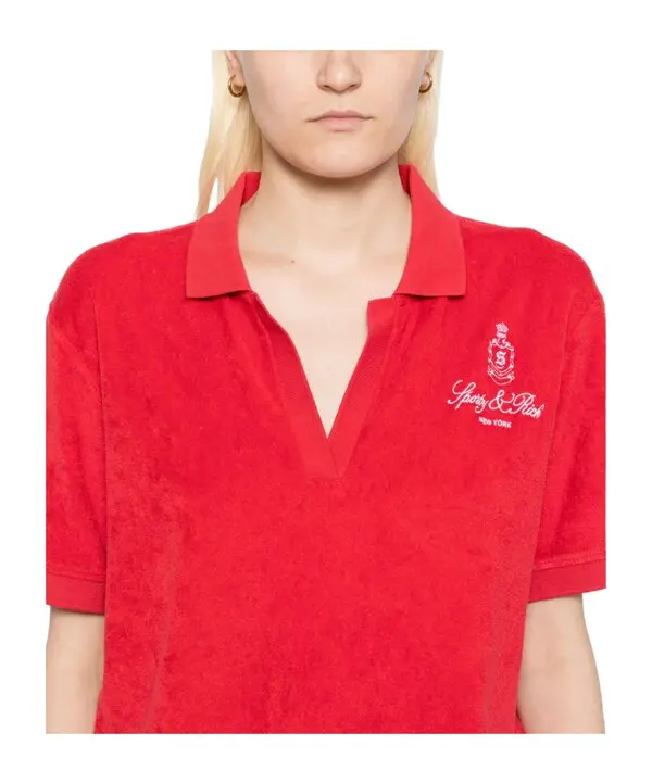 SPORTY  RICH Sporty & Rich Terry Polo Top