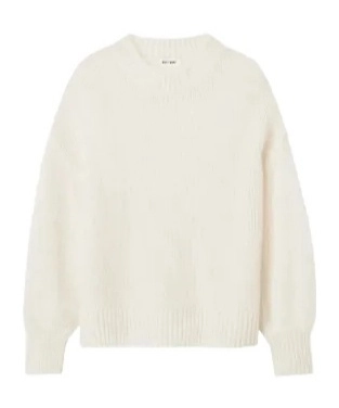 Soft Goat Round-neck Knitted Jumper - White