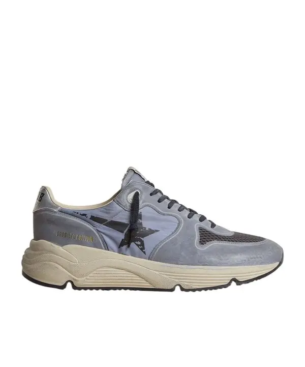 GOLDEN GOOSE Running Sole Sneakers In Nylon And Nubuck - Light Blue