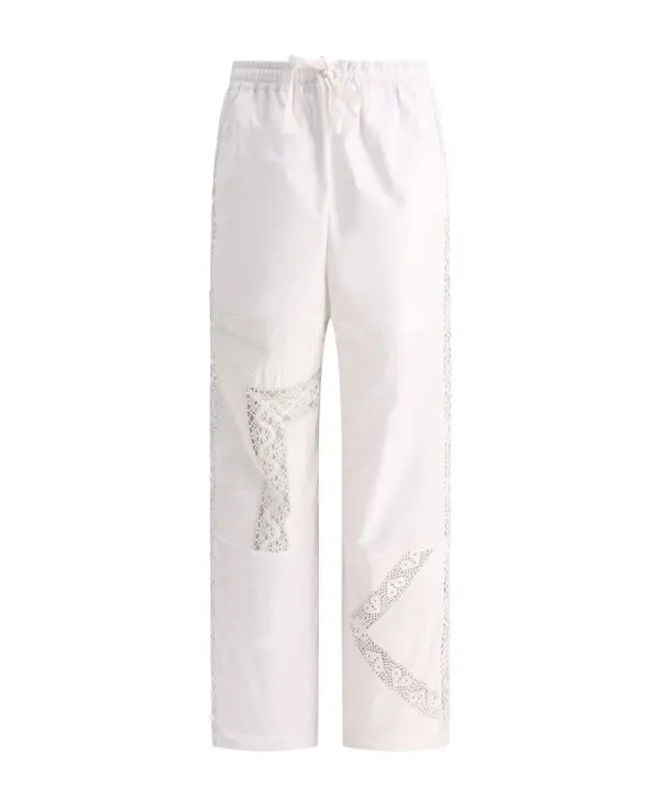 MARINE SERRE Cotton Trousers With Logo Detailing - White
