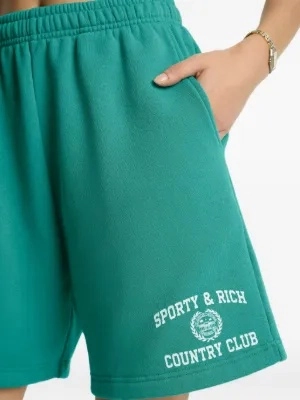 SPORTY  RICH Sporty & Rich Logo Embroidered Fleece Shorts