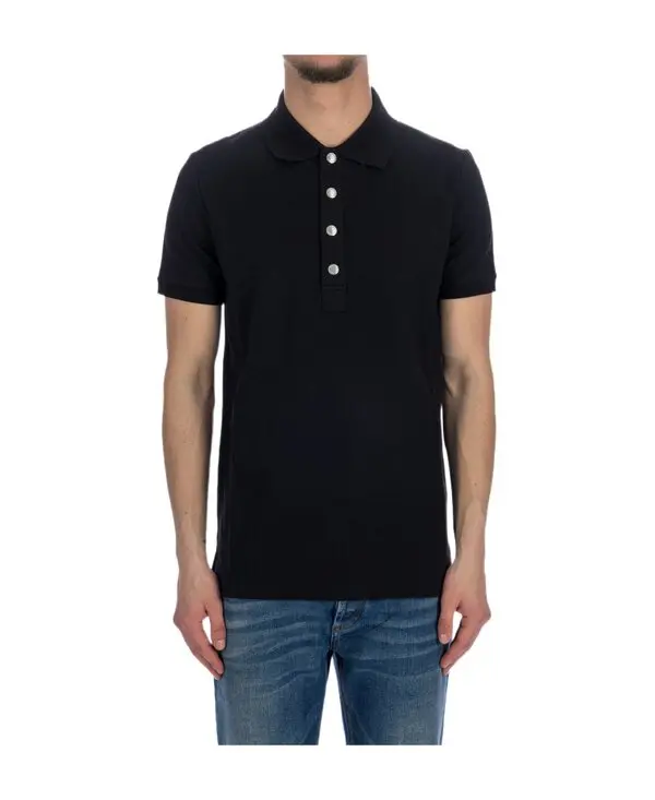Balmain Monogram-pattern Piqué Short-sleeved Polo Shirt