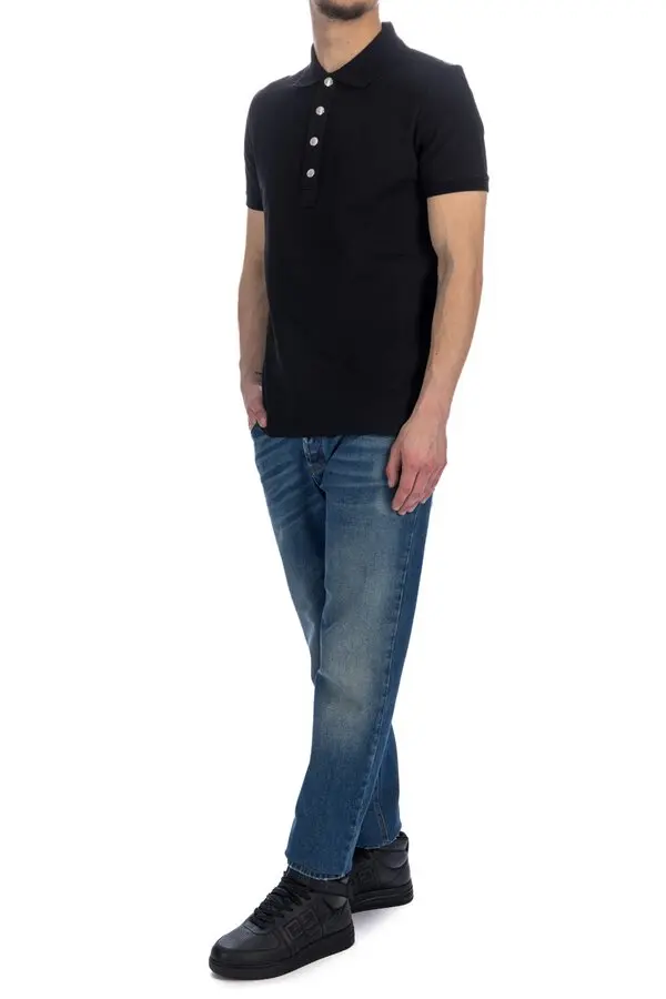 Balmain Monogram-pattern Piqué Short-sleeved Polo Shirt