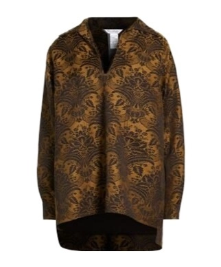 Max Mara Print Collared V-neck Long-sleeve Top