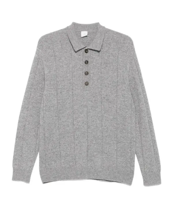 Eleventy Ribbed Polo Shirt - Medium Gray