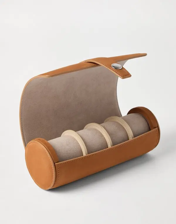 Brunello Cucinelli Leather Watch Case With Removable Cylinder - Brown
