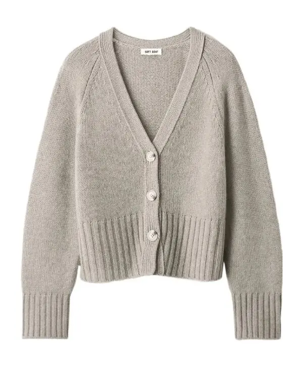 Soft Goat Button V-neck Cashmere Cardigan
