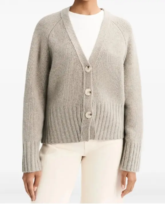 Soft Goat Button V-neck Cashmere Cardigan