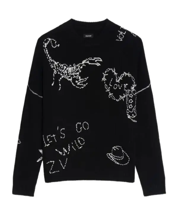 Zadig&Voltaire Baba Merino Sweater With Patterned Embellishments