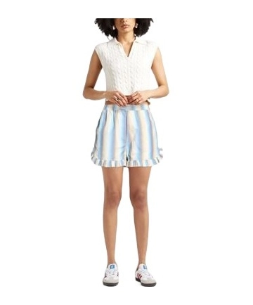 GANNI Vertical Stripe Casual Shorts