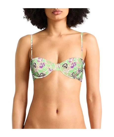 Tory Burch Floral-print Balconette Bikini Top - Green
