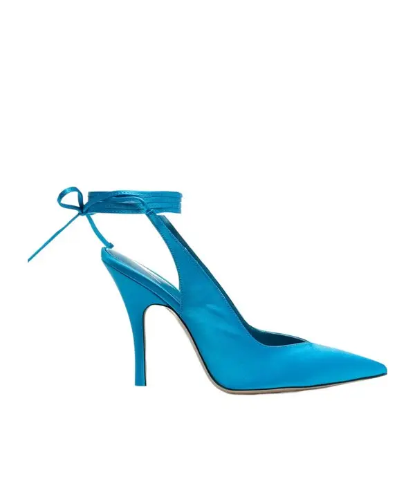 Attico Leather Pumps With Tie-fastening Ankle Strap - Blue