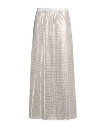 MAXCO. Max&co. Shiny Silver Grid Midi Skirt