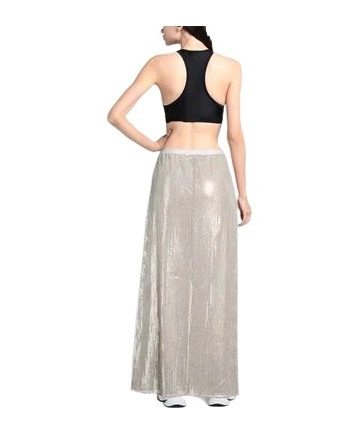 MAXCO. Max&co. Shiny Silver Grid Midi Skirt