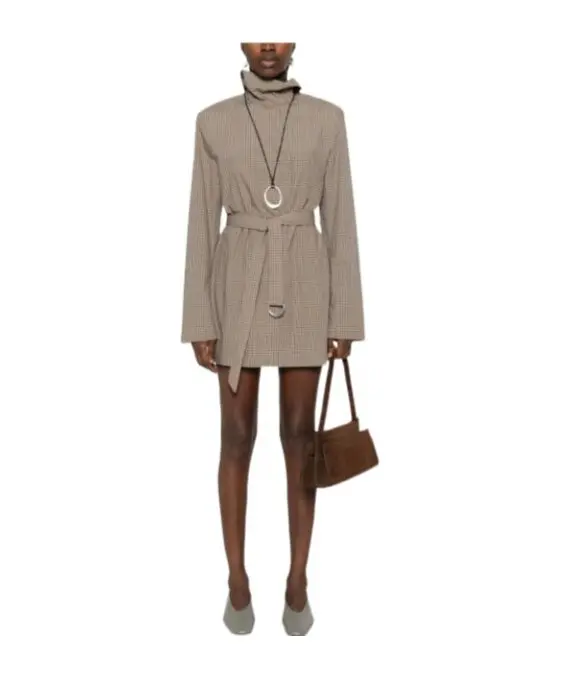 Nanushka Belted Checked Mini Dress