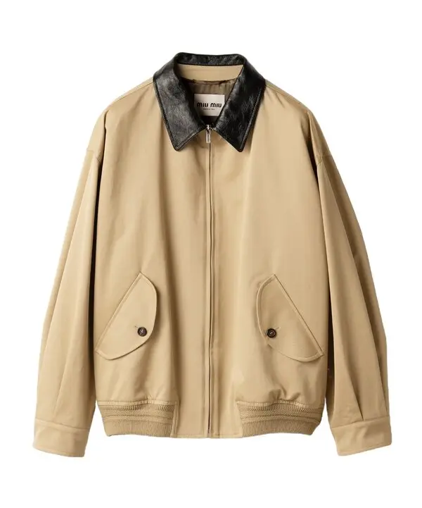 Miu Miu Chino And Leather Bomber Jacket