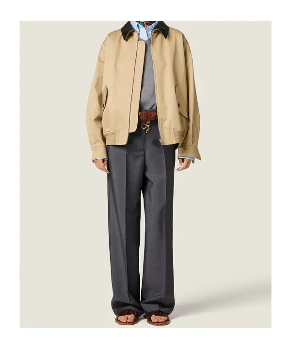 Miu Miu Chino And Leather Bomber Jacket