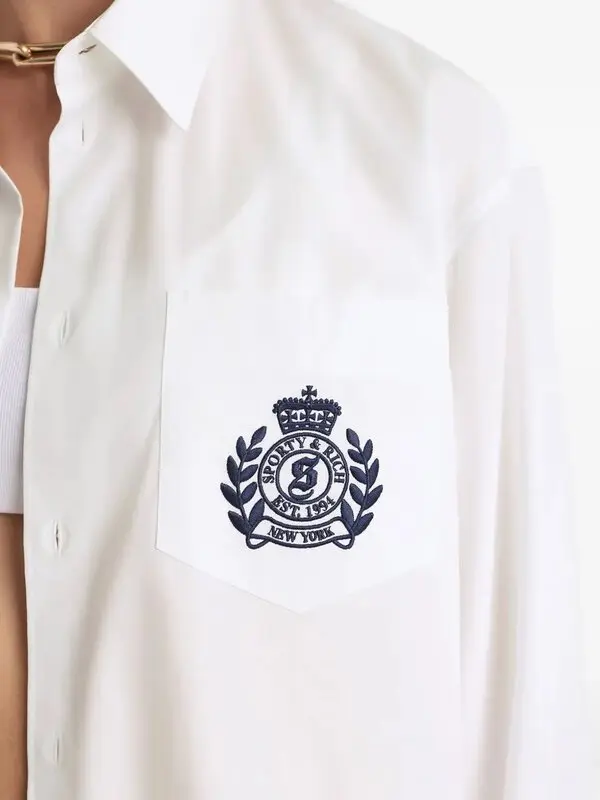 SPORTY  RICH Sporty & Rich Embroidered Pocket Shirt