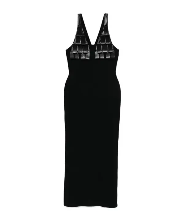 Nanushka Gildah Maxi Dress With V-neck And Appliqué Detailing