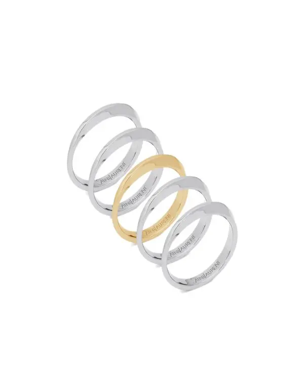 Saint Laurent Twist Rings In 18k Grey Gold And 18k Yellow Gold