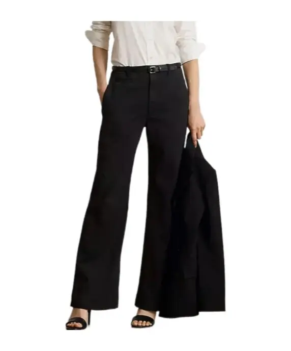 Ralph Lauren Cotton Chino Flared Trousers With Belt - Black
