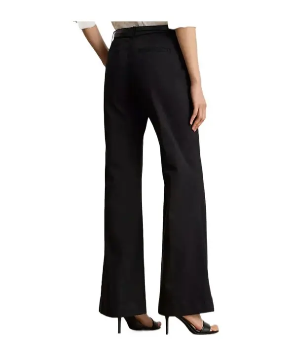 Ralph Lauren Cotton Chino Flared Trousers With Belt - Black