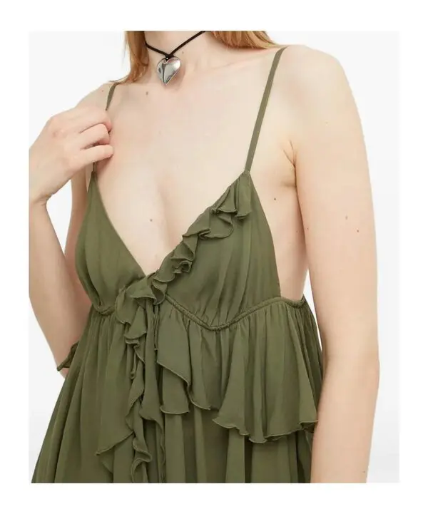 ANIYE BY Ruffled Asymmetric V-neck Top - Green