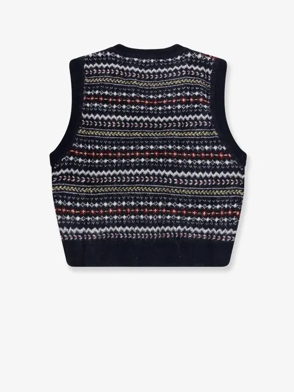 DUNST Fairisle-pattern V-neck Sweater