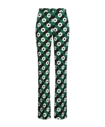 MAXCO. Max&co. Green Check Floral Printed Casual Trousers