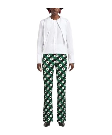 MAXCO. Max&co. Green Check Floral Printed Casual Trousers