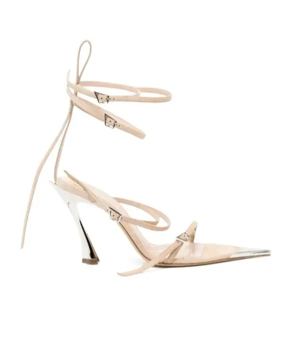 MUGLER 95mm Leather Strappy Fang Sandals