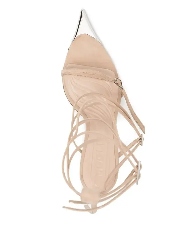MUGLER 95mm Leather Strappy Fang Sandals