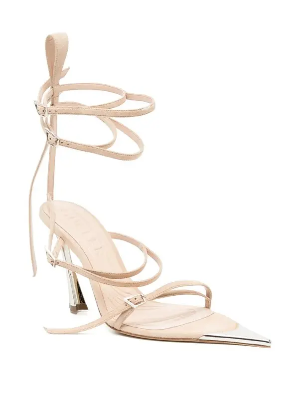 MUGLER 95mm Leather Strappy Fang Sandals