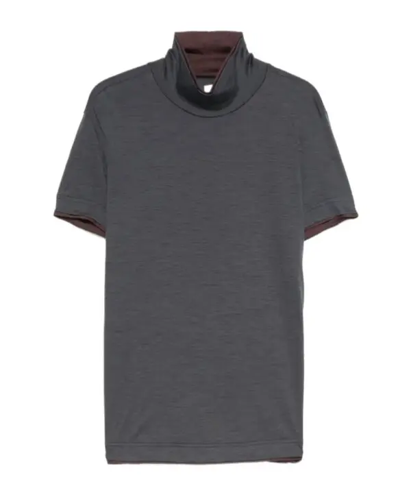 Eleventy High-neck Short-sleeve Top - Black
