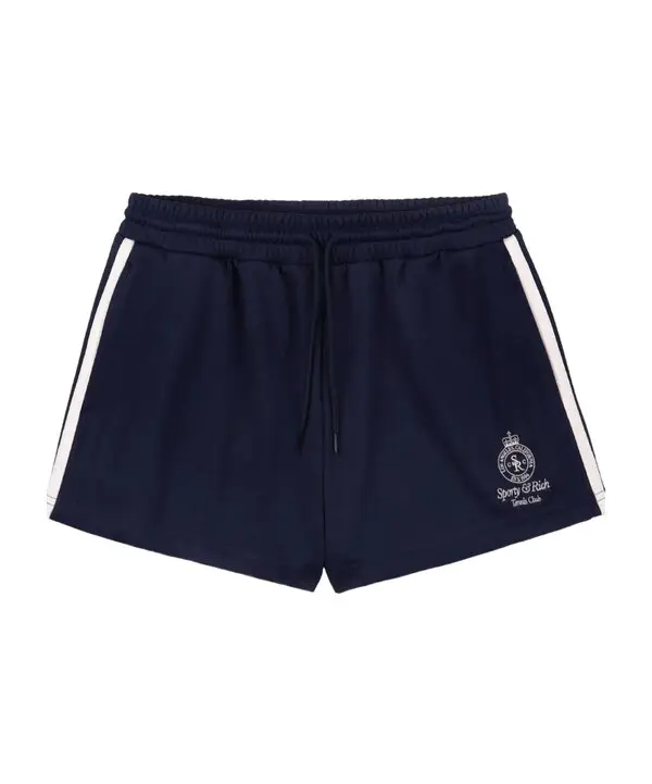 SPORTY  RICH Logo-embroidery Side-stripe Shorts
