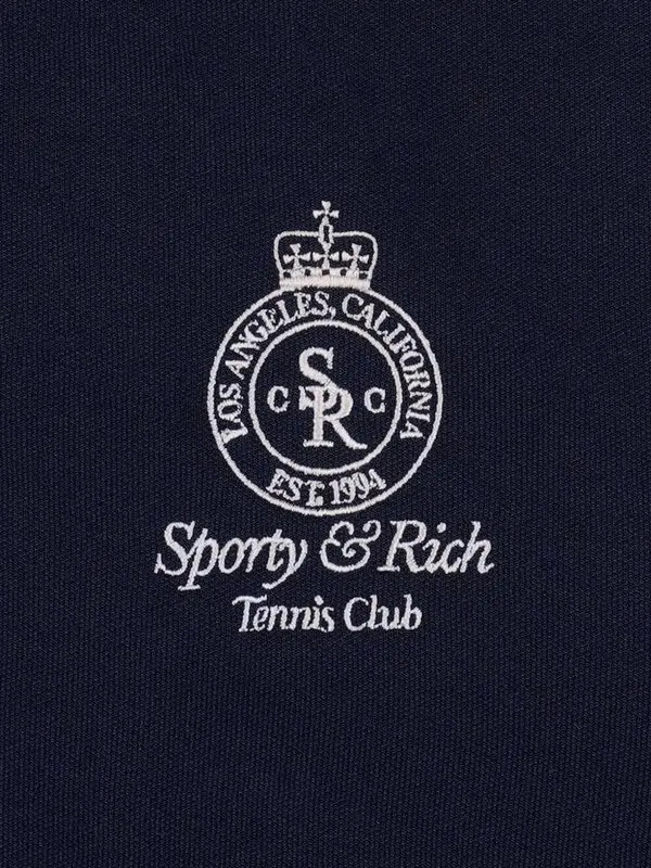 SPORTY  RICH Logo-embroidery Side-stripe Shorts