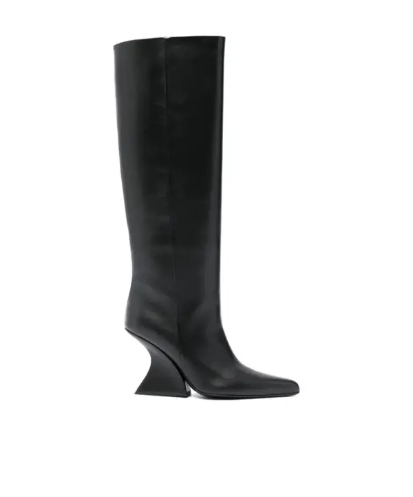 MUGLER Calfskin Sculptural Heel Knee-high Boots
