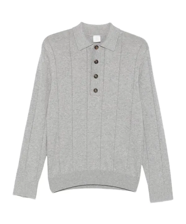 Eleventy Ribbed Polo Shirt - Light Gray