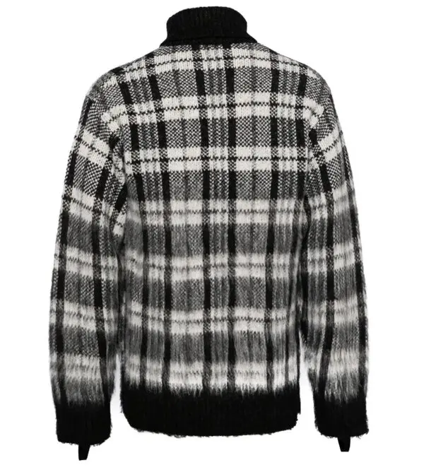 Helmut Lang Brushed Plaid Turtleneck Sweater