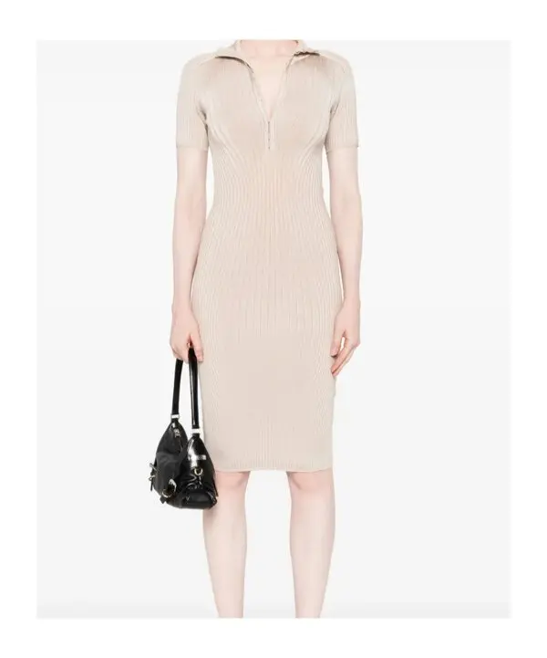 MUGLER Hook-and-eye Ribbed-knit Midi Dress