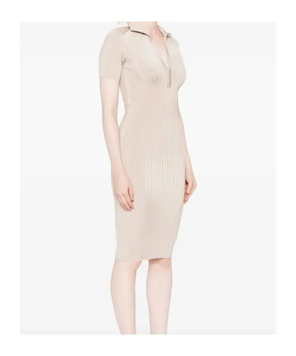 MUGLER Hook-and-eye Ribbed-knit Midi Dress