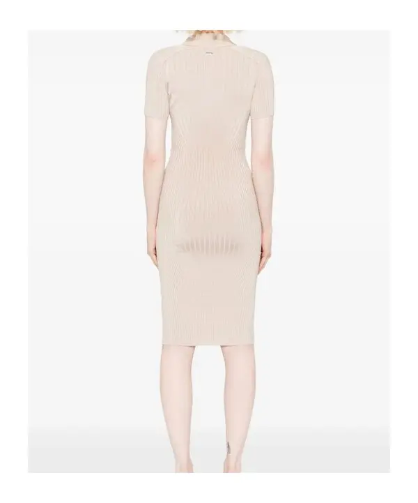 MUGLER Hook-and-eye Ribbed-knit Midi Dress