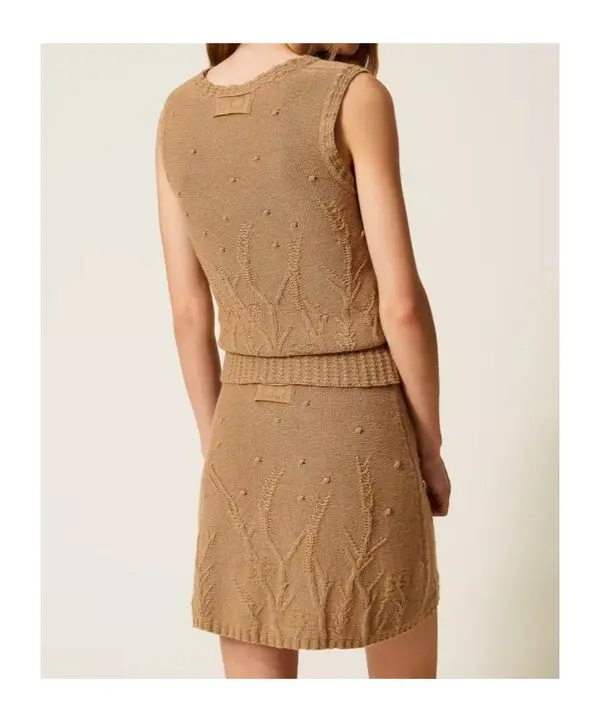 TWINSET Floral Embroidered Knitted Mini Skirt - Nude