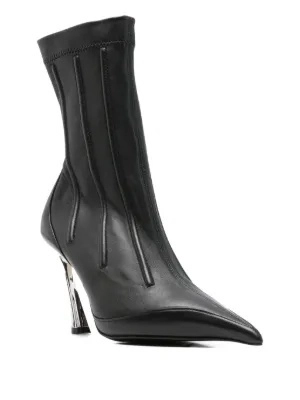 MUGLER 95mm Leather Ankle Boots - Black