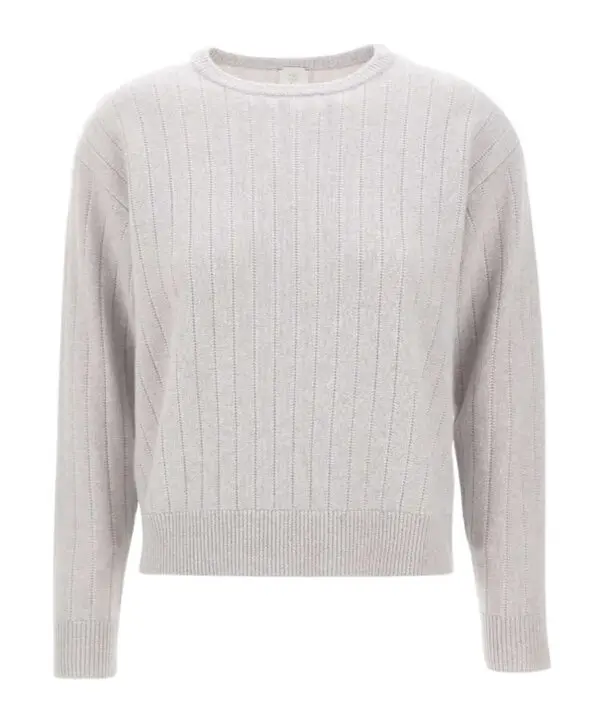 Eleventy Ribbed Crew-neck Sweater - White